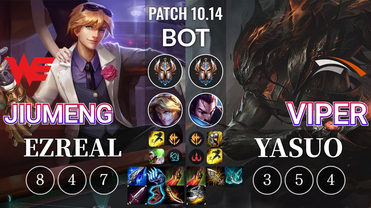 WE Jiumeng Ezreal vs HLE Viper Yasuo Bot - KR Patch 10.14 - YouTube