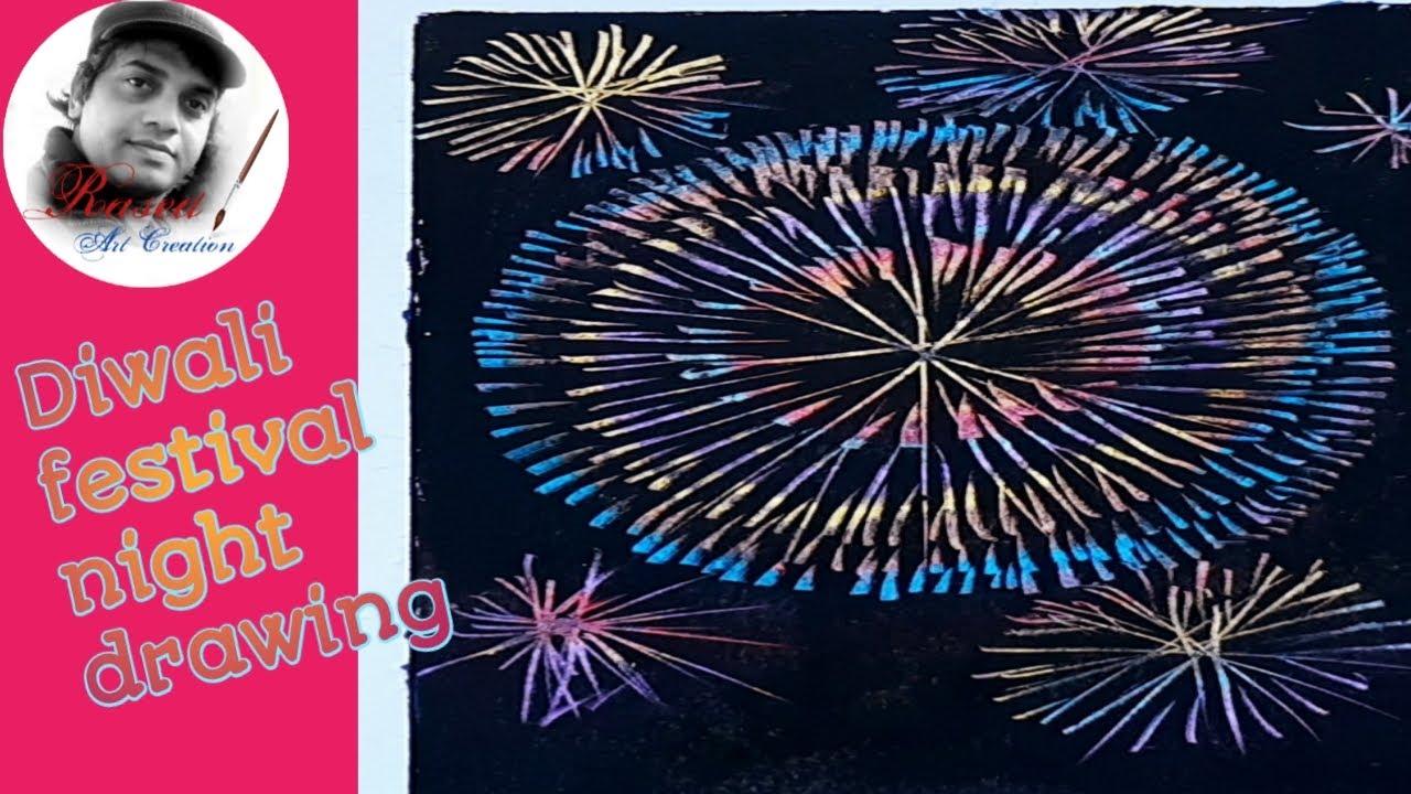 How to draw lighting of diwali festival / dewali festival night scene ...