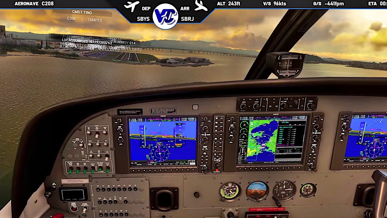 POUSANDO em SANTOS DUMONT de CESSNA 208B GRAND CARAVAN no FLIGHT ...