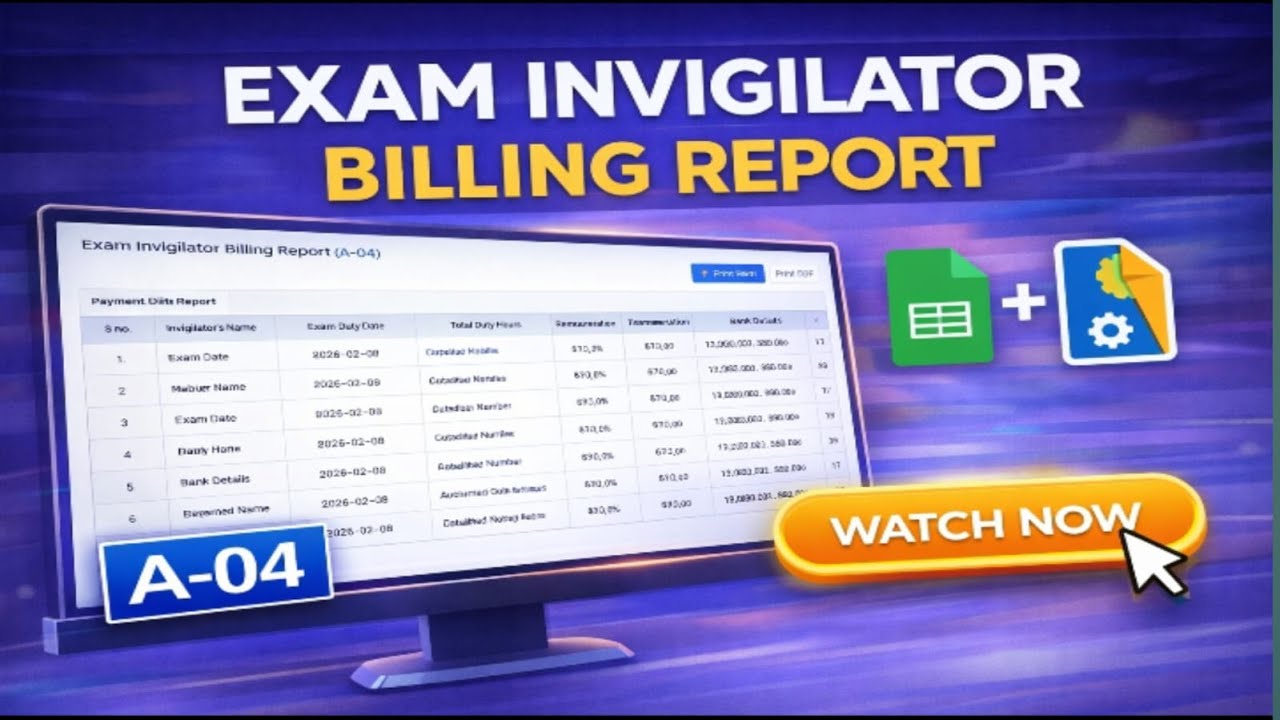 Exam Invigilator Billing Report Web App (A-04) | Google Sheet + Apps ...