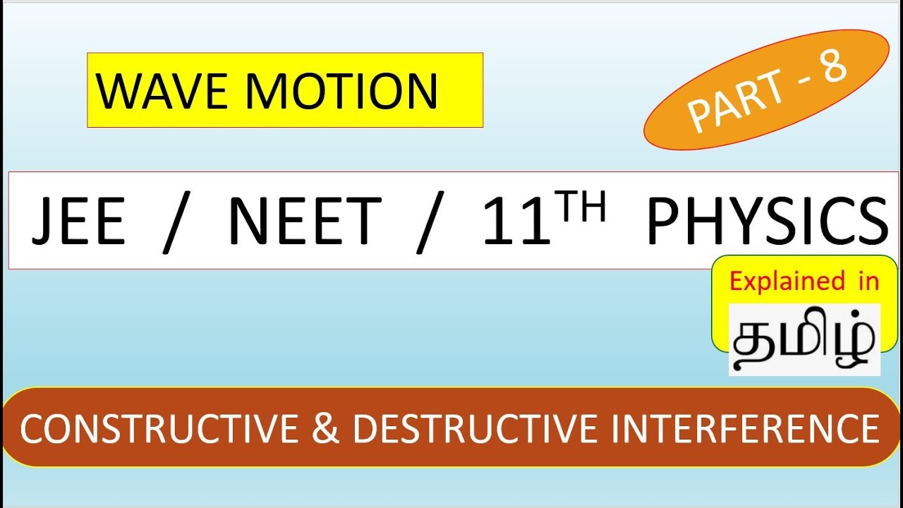 WAVE MOTION - PART - 8 | CONSTRUCTIVE & DESTRUCTIVE INTERFERENCE CLASS - 11 -PHYSICS - IIT JEE ...