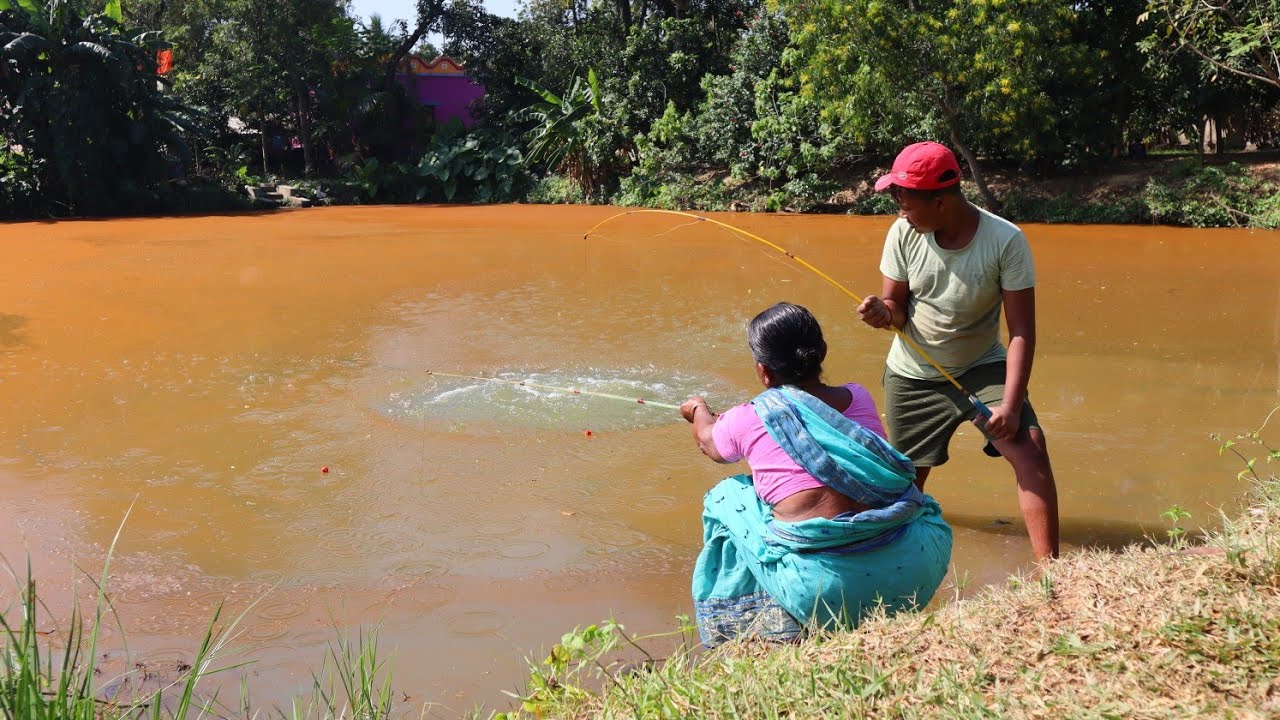 Fishing video 🐠🐟 || By grandma and new boy big goldfish catching ...
