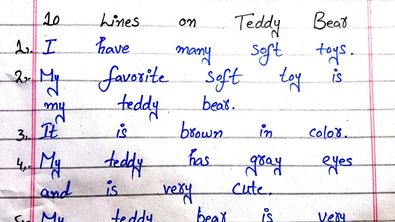 10 Lines On Teddy Bear |Teddy Bear Par 10 Line | SR Handwriting - YouTube