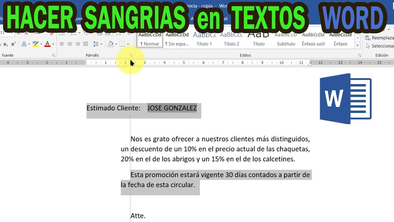 Poner SANGRIAS en WORD con GUIAS de REGLA - YouTube