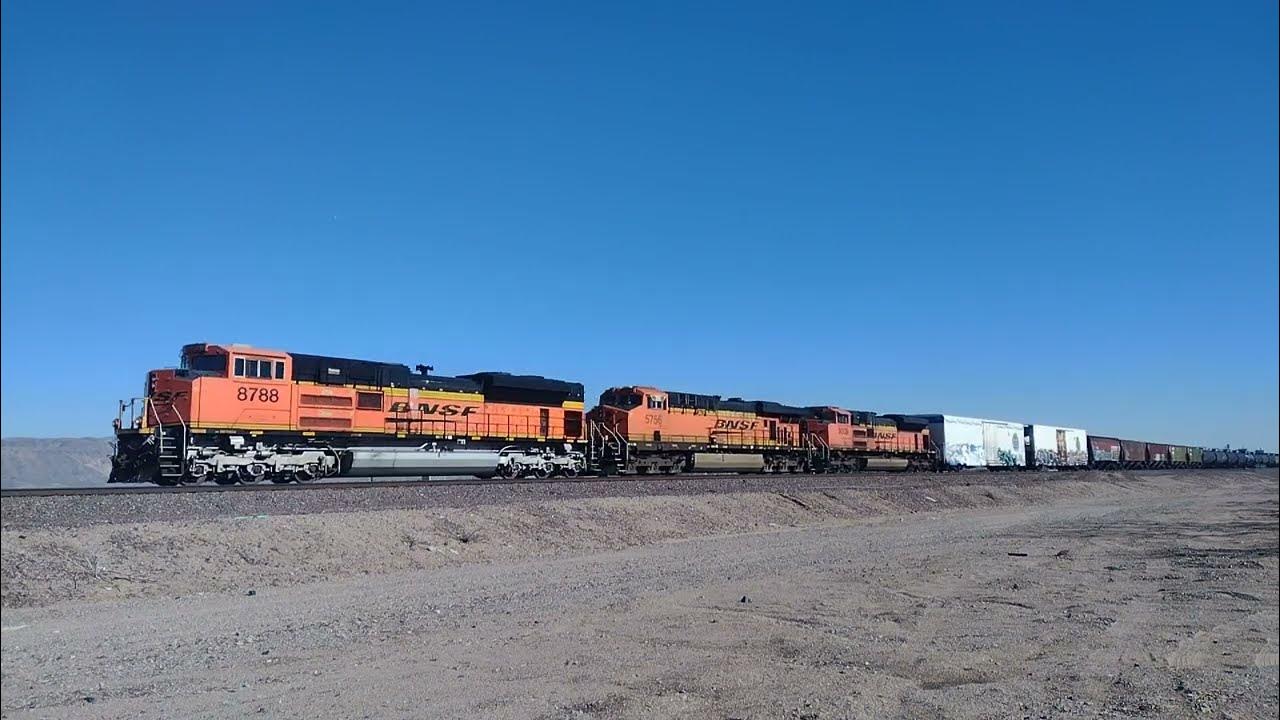 WB BNSF Manifest Train Feat Duo SD70ACes And Duo Rear DPUs At Daggett Ca! #bigbossrailfanner ...