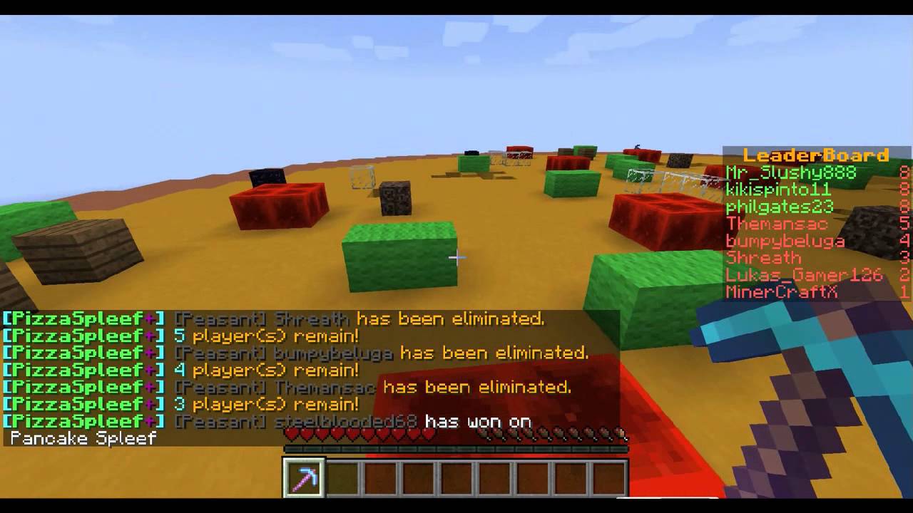 Pizza spleef, cake spleef, pancake spleef, blocks vs zombies, pvp - YouTube