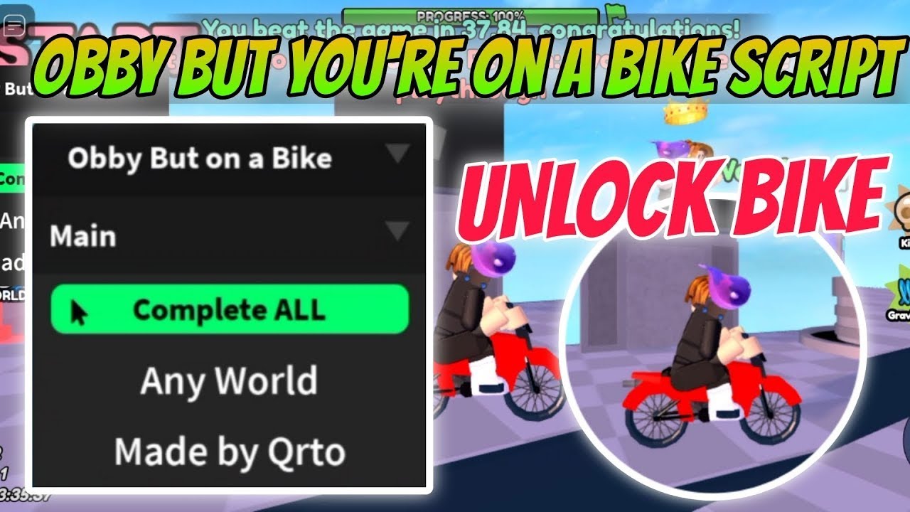 Obby But You're on a Bike Script [pastebin] - YouTube