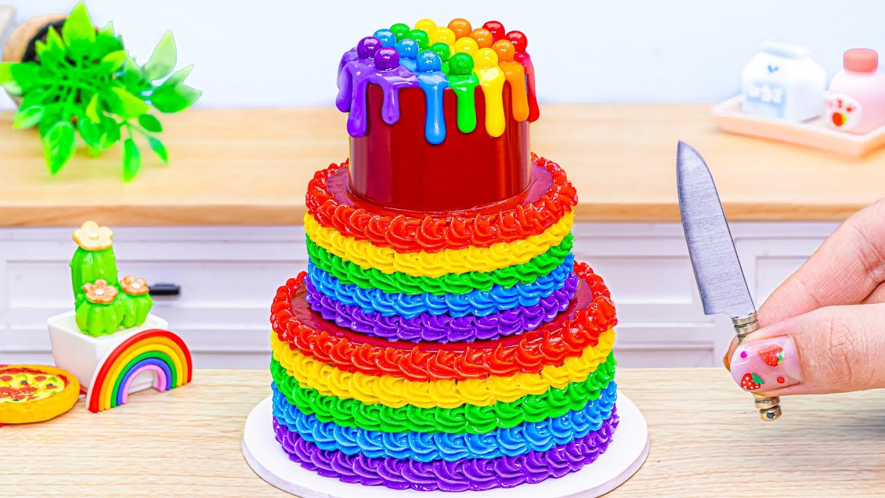 Delicious Rainbow Cake Recipe🌈Beautiful Miniature Rainbow Jelly Cake ...