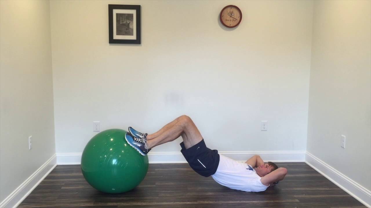 Double leg straight to bent knee Swiss ball bridge for advanced hip ...