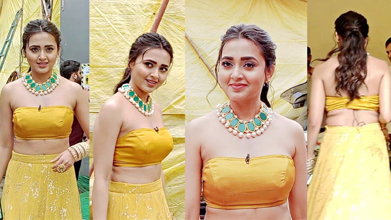 Naagin 6 Actress Tejaswi Prakash Hot In Yellow Lehenga At Colors Ganesh ...