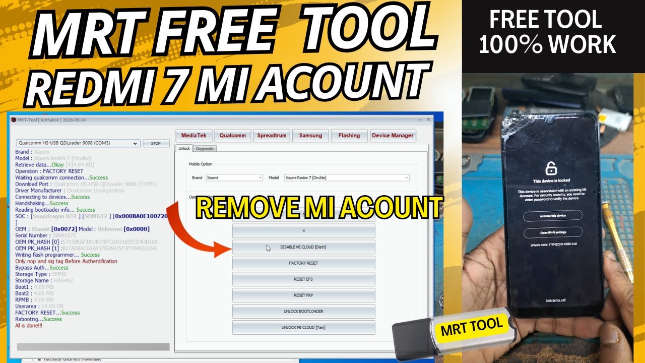 Free MRT Tool Redmi 7 Mi Acount Remove Free tool 100% | Work Mi Acont MRT Tool 2025 - YouTube