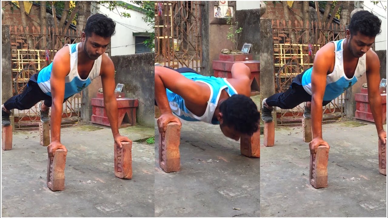 || Push Up with Bricks Home workout for biggner | Bricks push-ups| Push ...