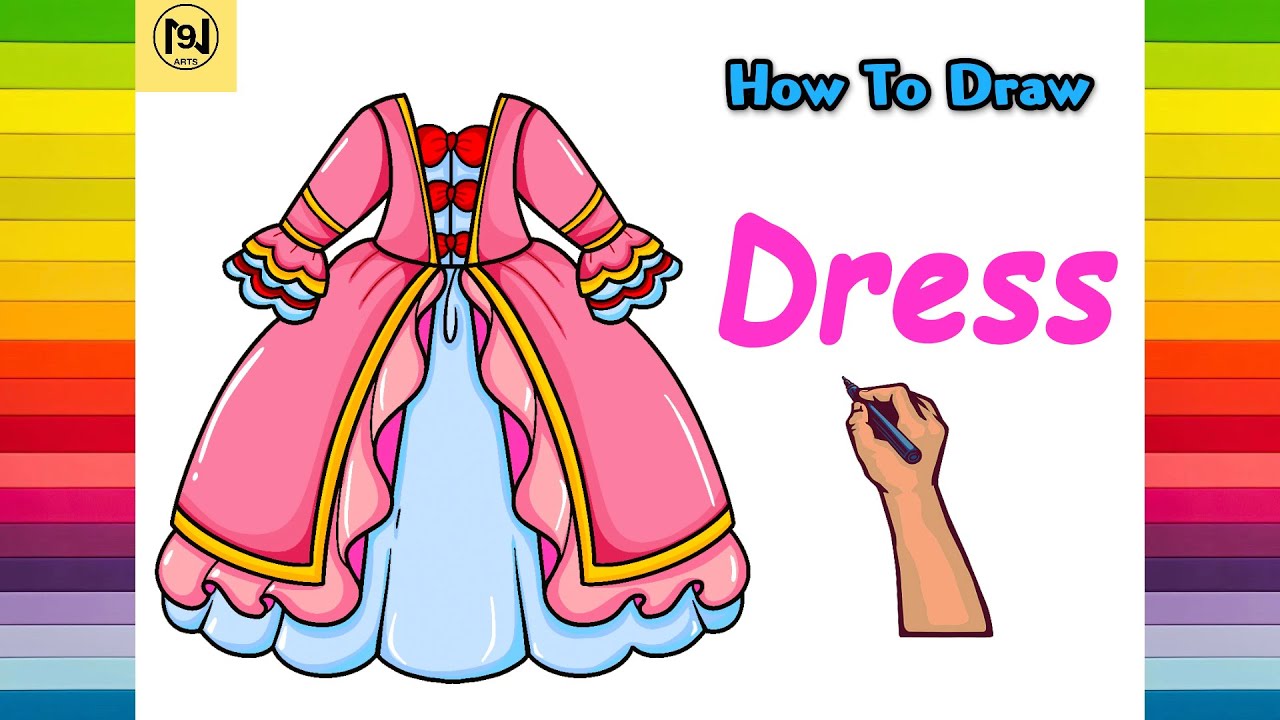 How to draw a cute Dress easy step by step | No.9 ARTS - YouTube