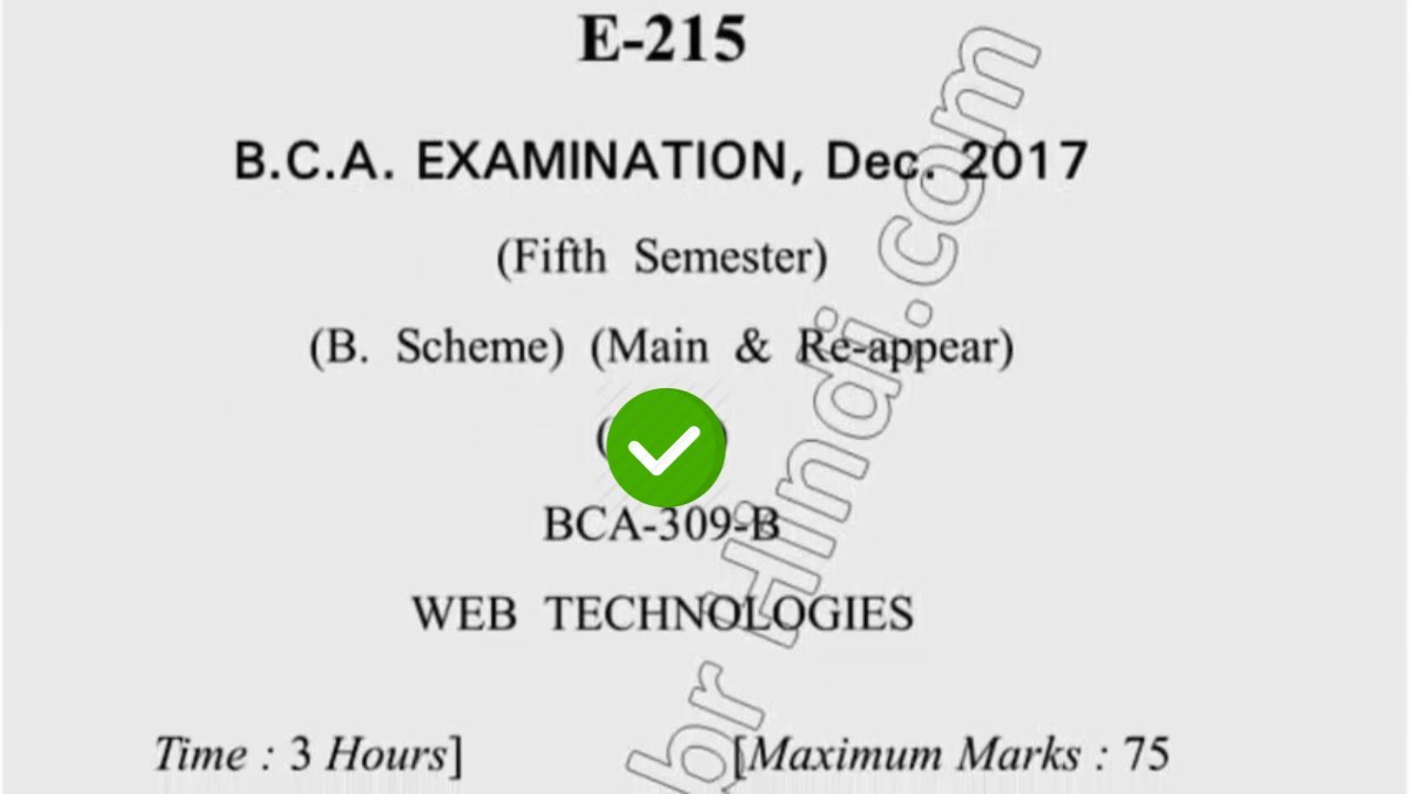 2017 Dcrust BCA 5th Sem Web Technologies Question Paper - YouTube