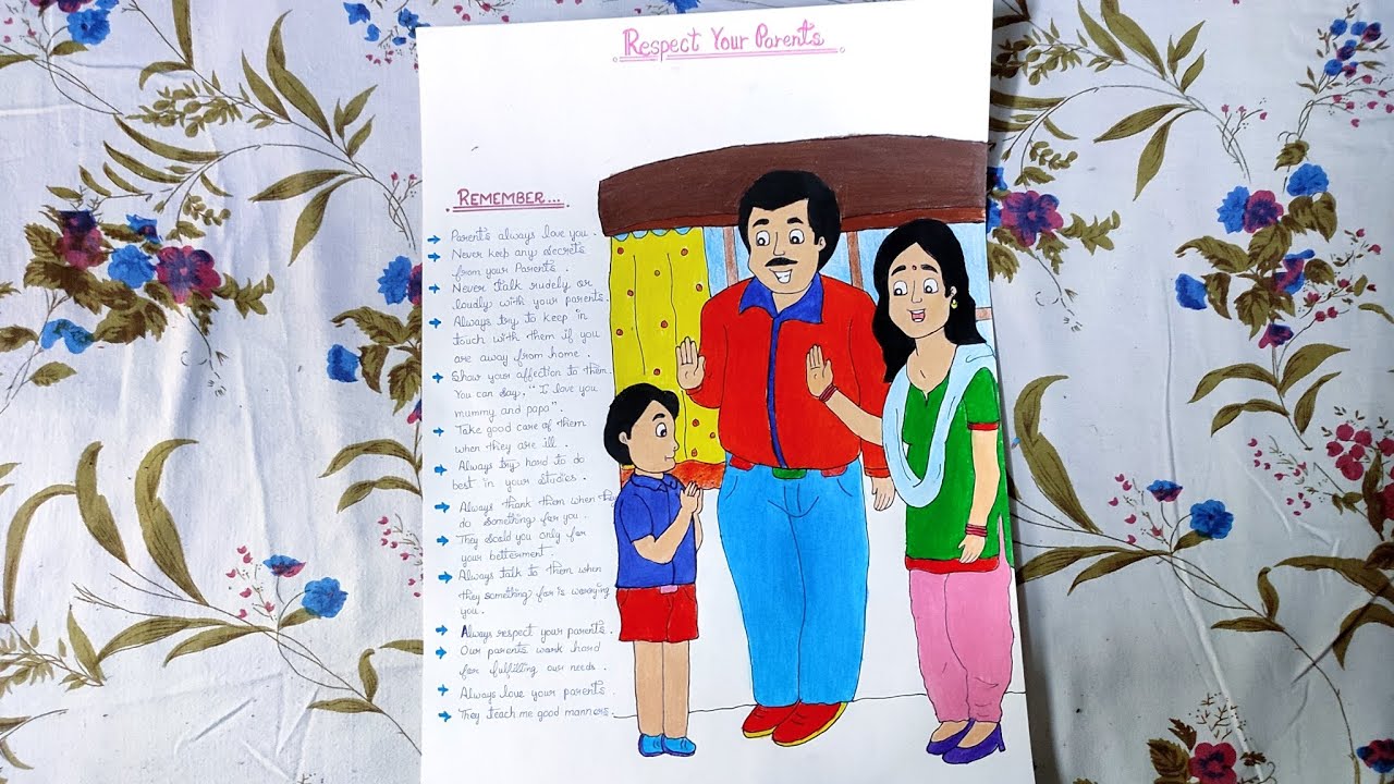Class 8th G.K. project / Respect your parents drawing and thoughts ...