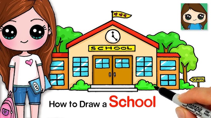 How To Draw A School Step By Step Easy Drawing Guides