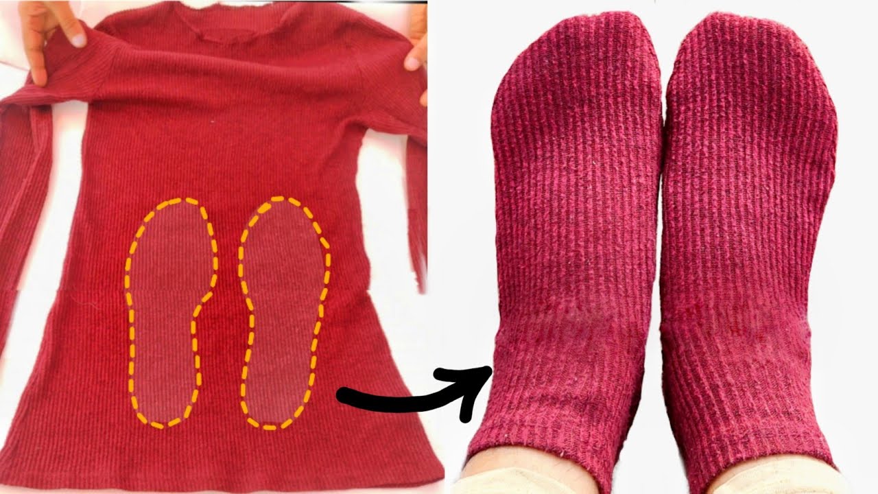 stretchable ओर fit socks बनायें अपनें पुराने Sweater से।easy trick।# ...