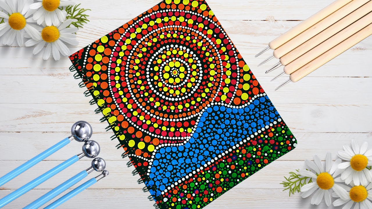 MANDALA ART | DOT MANDALA ART ON DAIRY COVER | MANDALA JOURNAL COVER ...