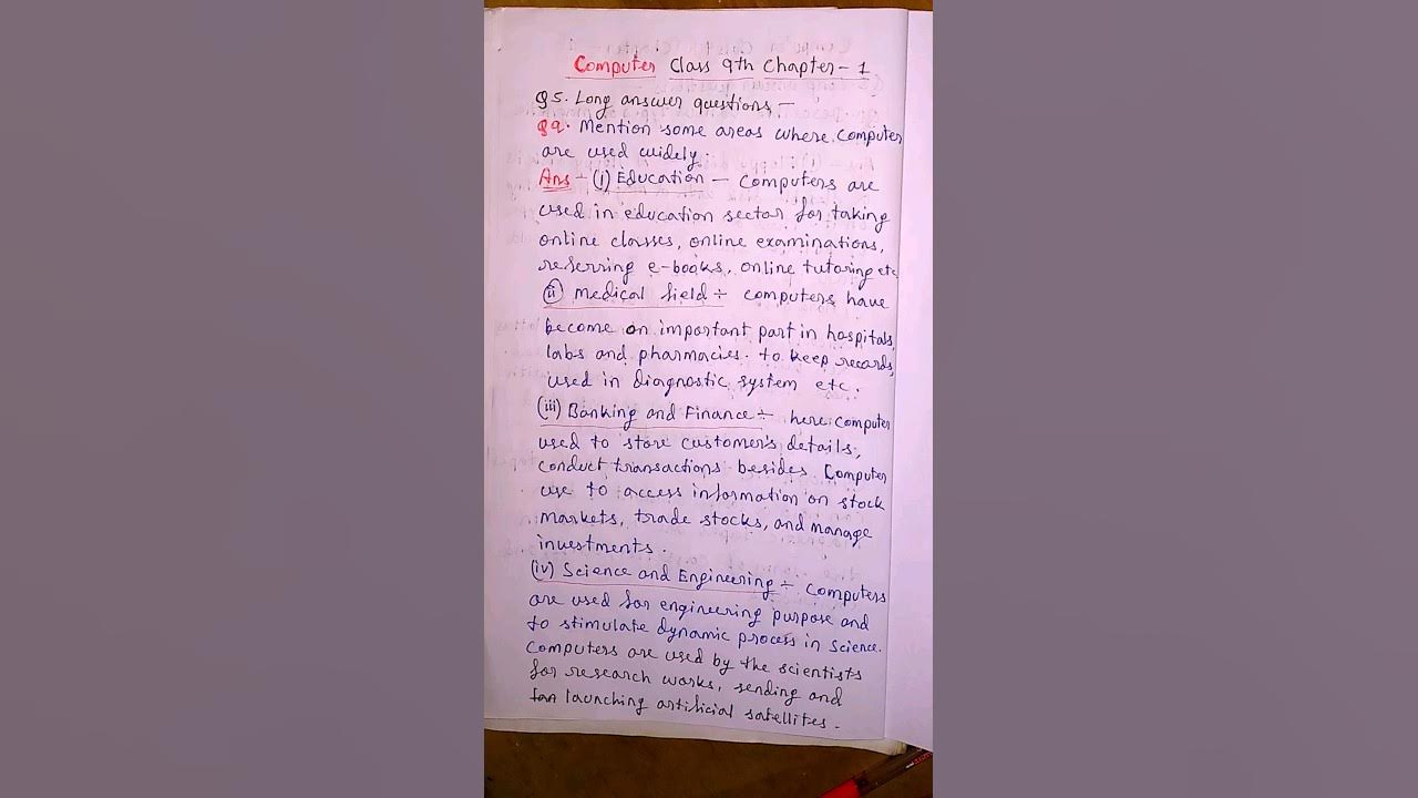 Computer science, Class 9th, Chapter-1, Question-5, q. #youtube #viral#short#video . - YouTube