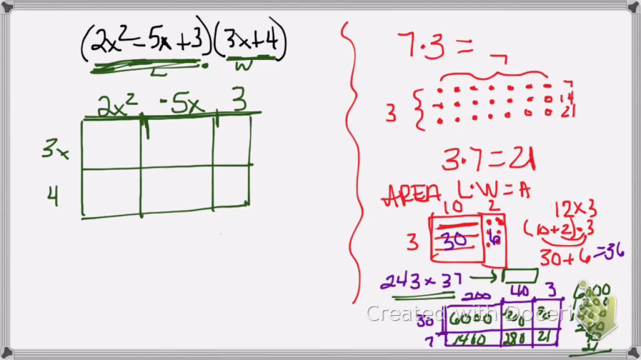 Area model of multiplication (boxes) - YouTube