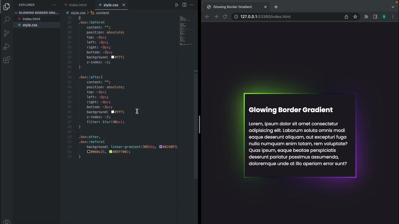 Css Glowing Gradient Border Effect Html Css Youtube