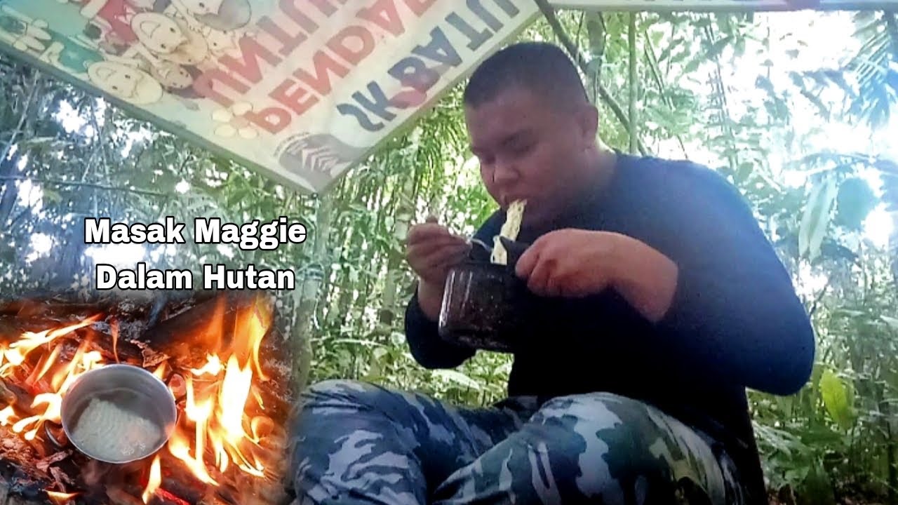 Sarapan pagi mee maggie dalam hutan..seorang diri..jaga buah durian ...
