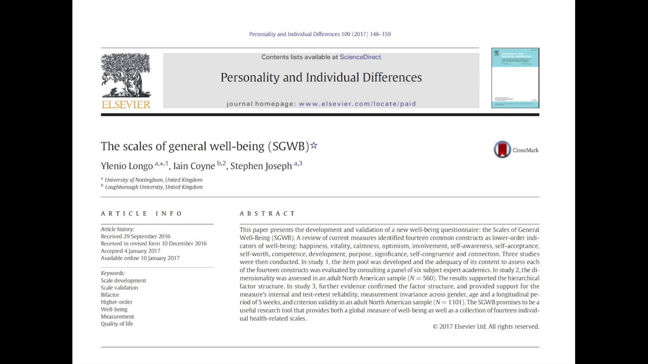 What Is Well-Being? | The Scales of General Well-Being (SGWB) - YouTube