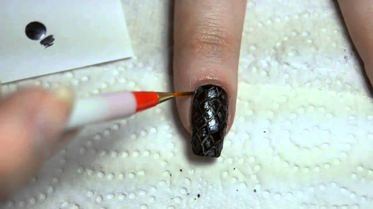GODZILLA inspired Nail Art / Reptile Skin Nail Art Tutorial - YouTube