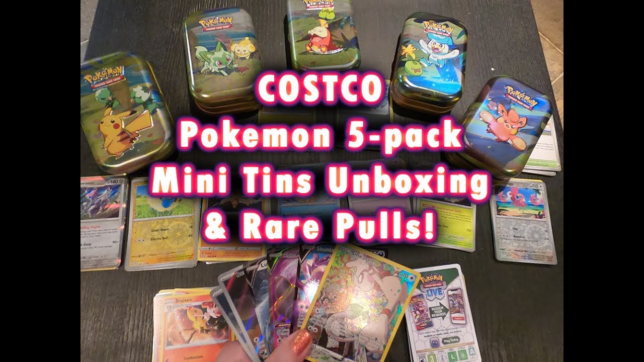 Costco Pokemon Tin 5 Pack Unboxing Review - Awesome Rare Pulls! - YouTube
