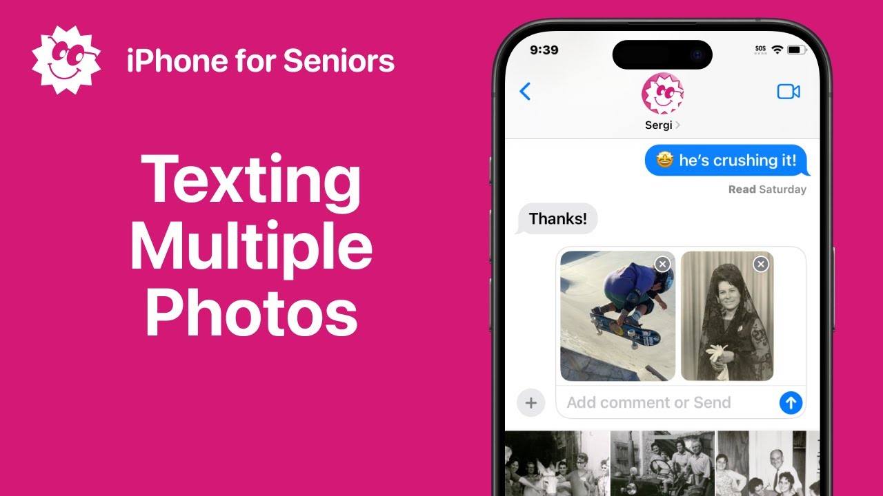 iPhone for Seniors: How To Send Multiple Photos in a Text Message - YouTube