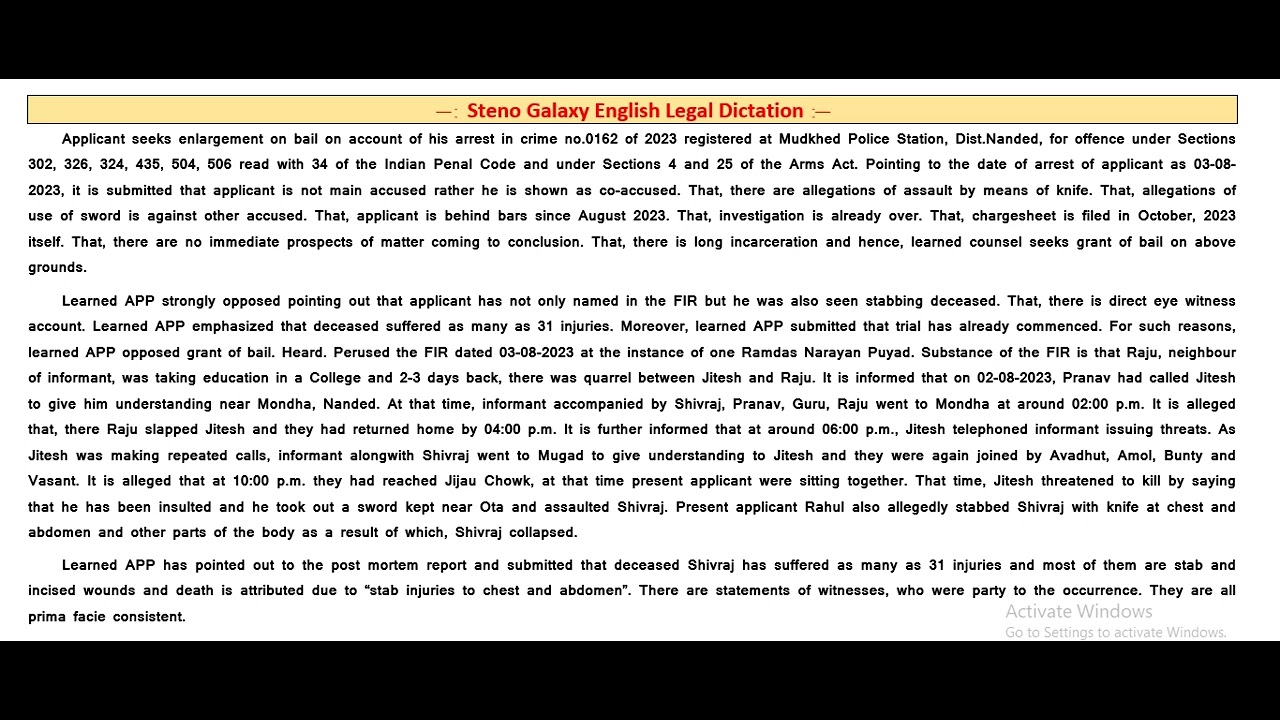 English Legal 110 WPM Dictation || #highcourtdictation @StenoGalaxy ...