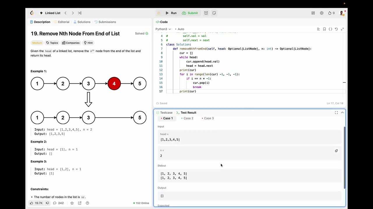 Remove Nth Node From End Of List - YouTube