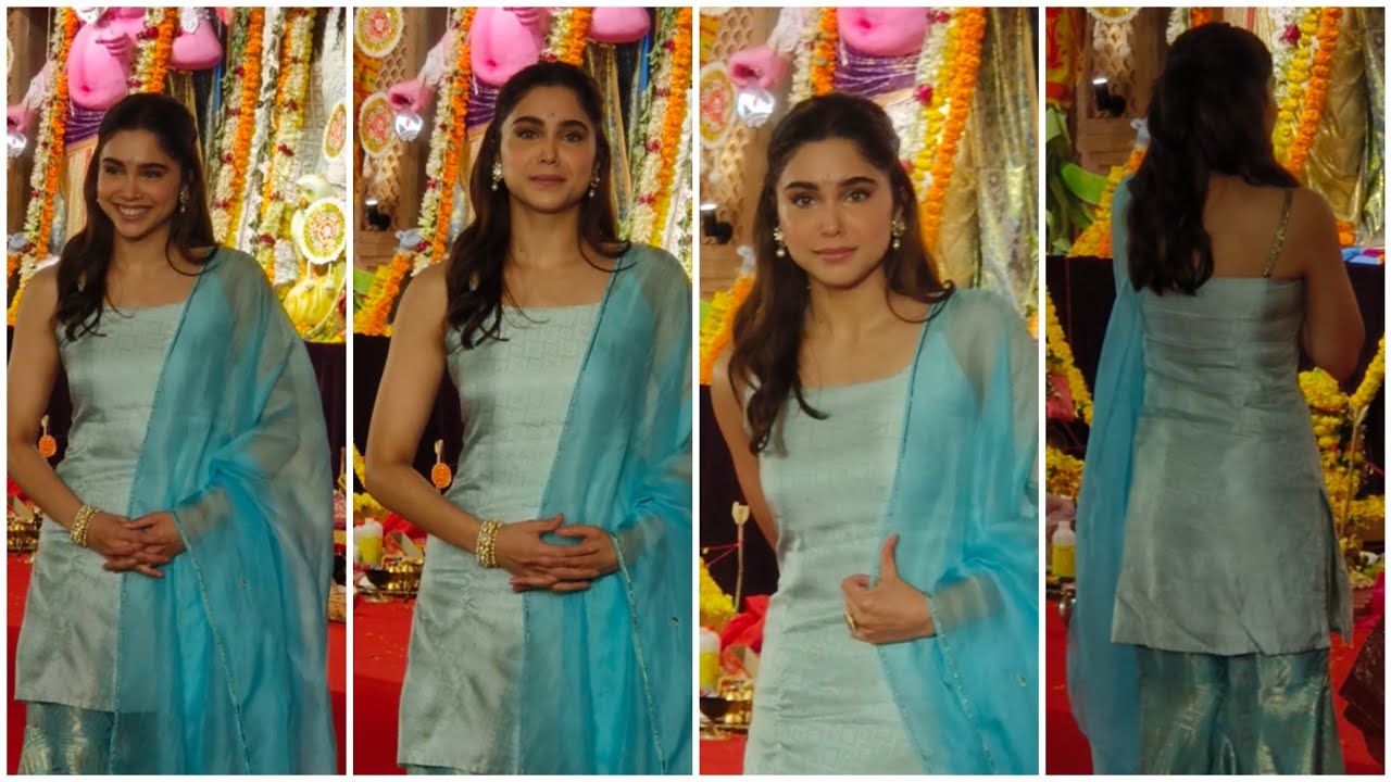 Sharvari Wagh Looking Beautiful In Blue At North Bombay Durga Puja 2024 ...