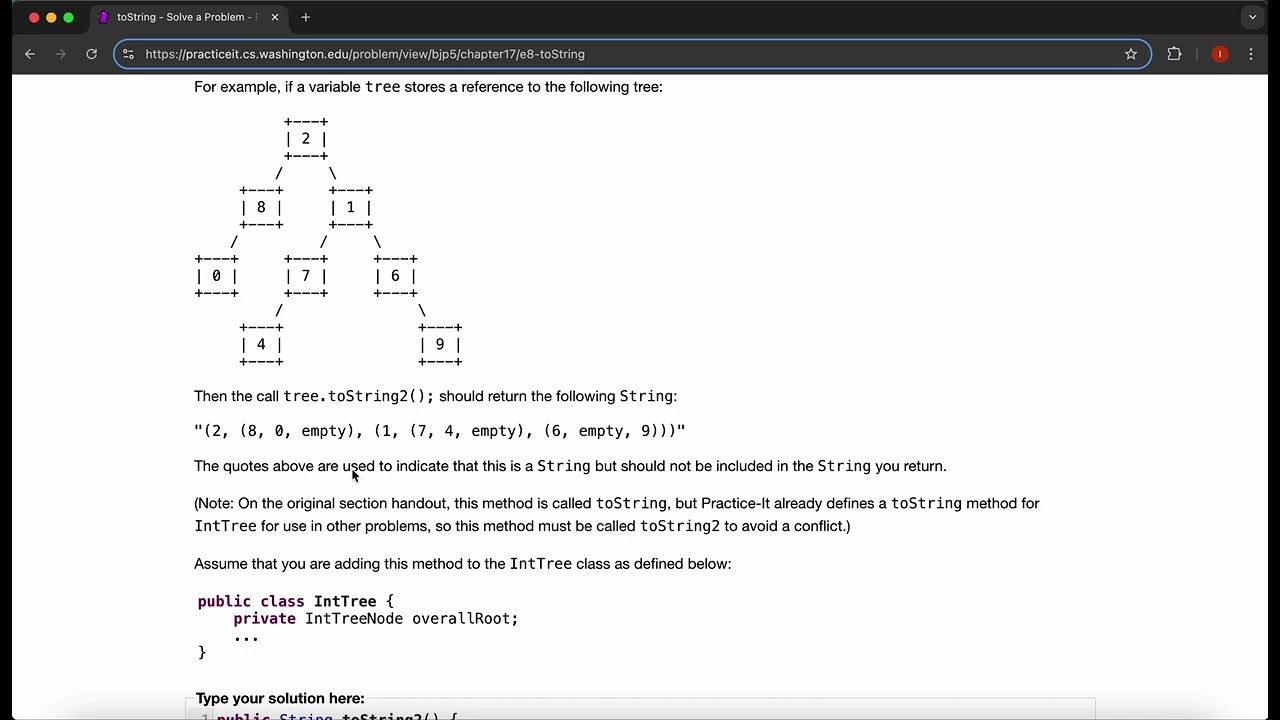 Exercise 17.8 (toString) Java Tutorial || Practice-It - YouTube
