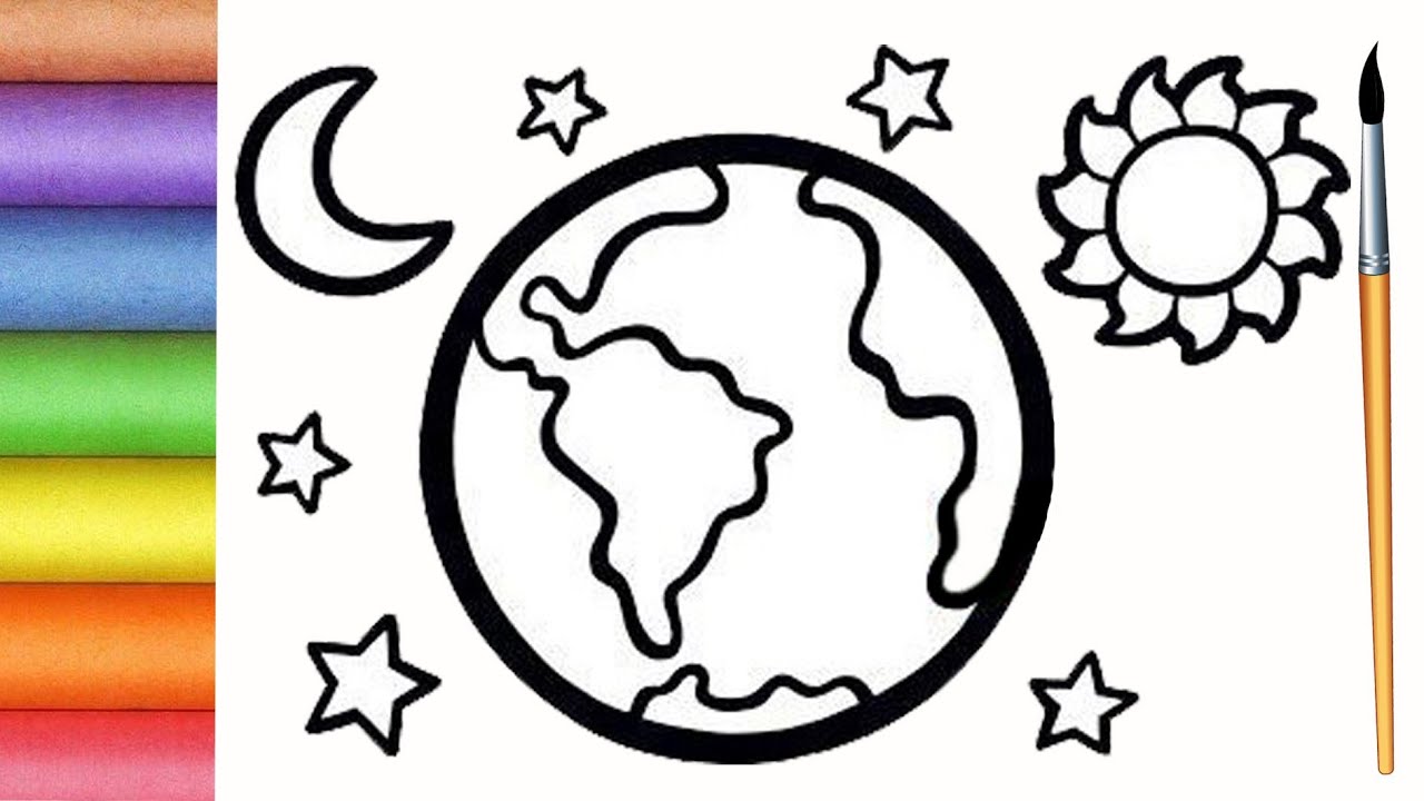 Drawing and coloring Earth for kids | Learn to draw step by step for ...