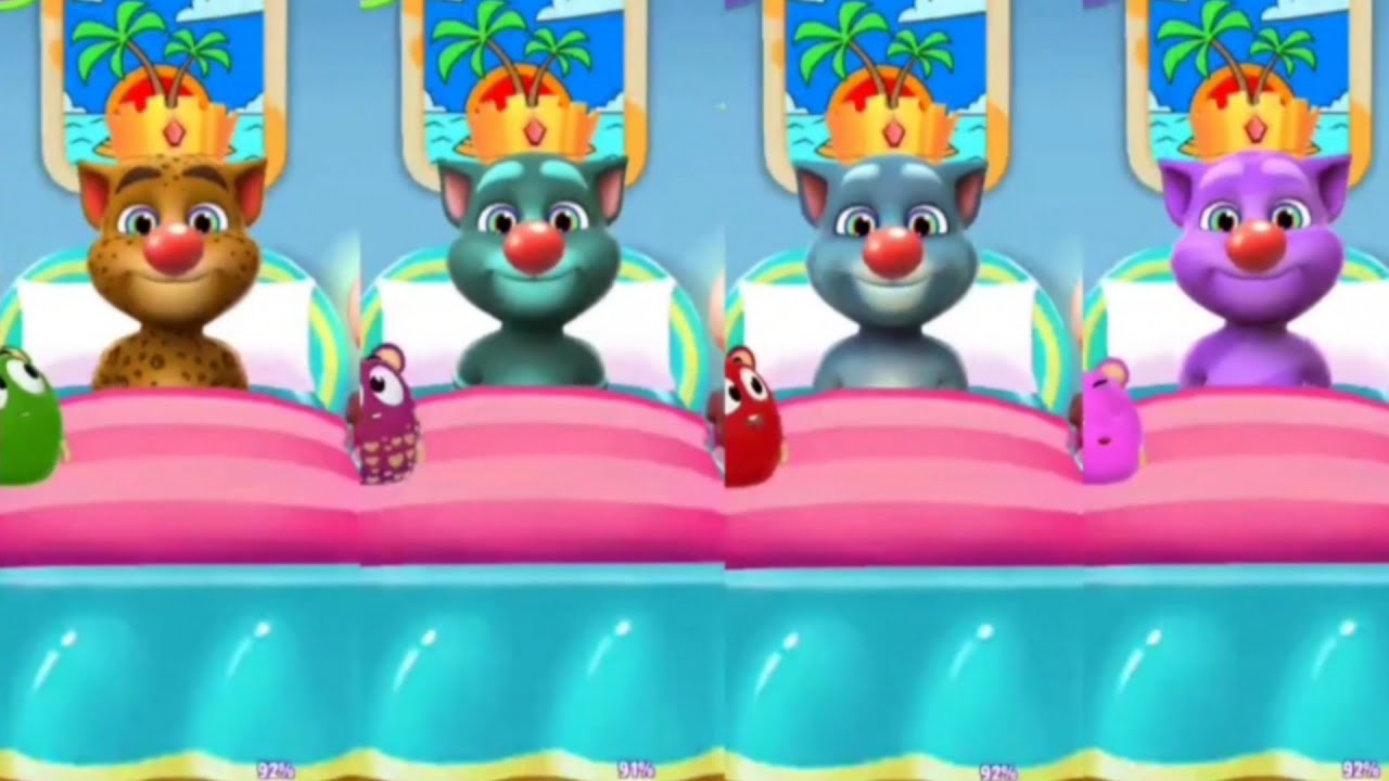 Yellow Vs Green Vs Blue Vs Purple My Talking Tom 2 Vs My Talking Tom 2 ...