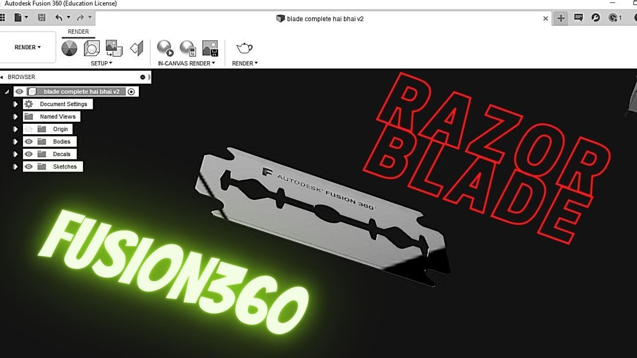 Razor Blade 3D Modeling Fusion 360 | Learn Fusion 360 with me | 2020 ...