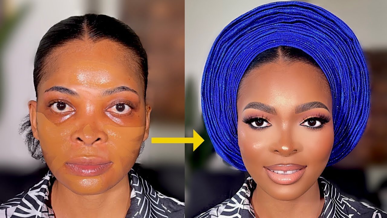 NIGERIAN BRIDAL MAKEUP AND GELE TRANSFORMATION TUTORIAL - YouTube