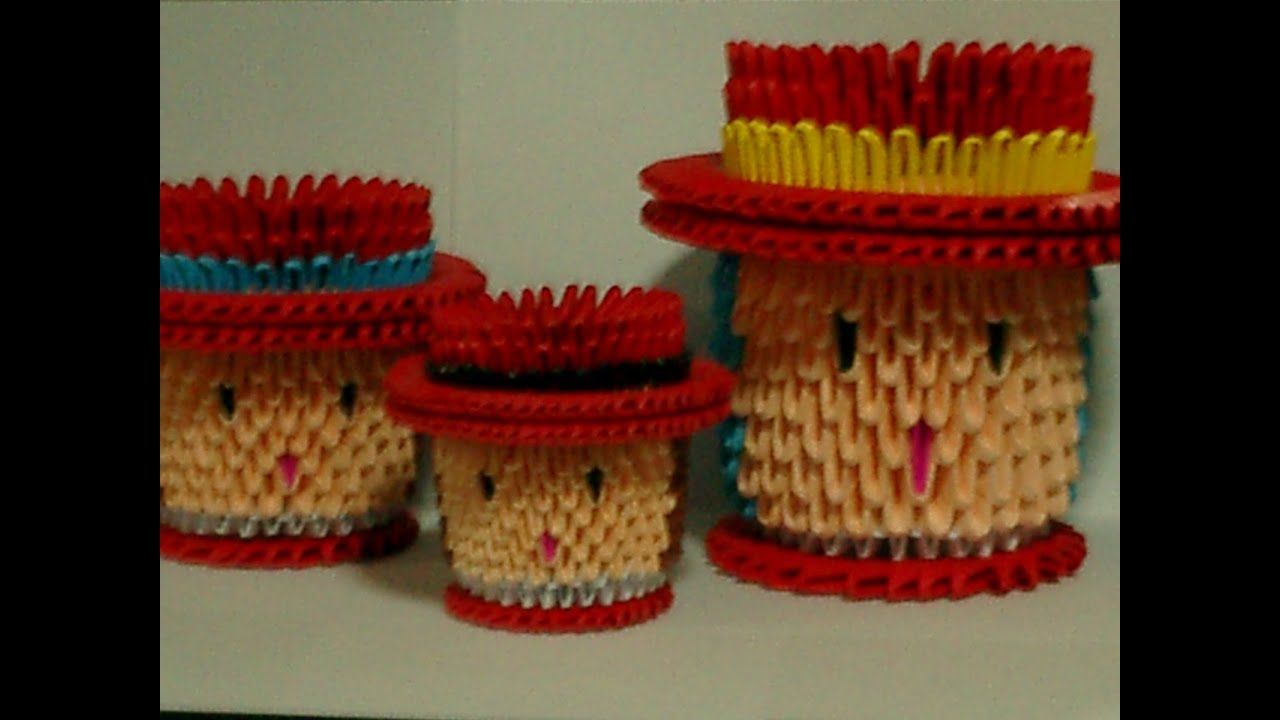 3D origami pen holder - YouTube