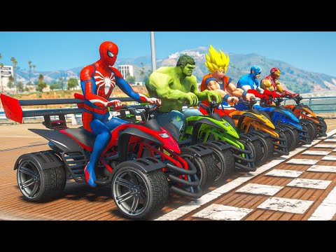 TEAM SPIDER MAN & HULK Racing Collection | GTA 5 Ramp Challenge