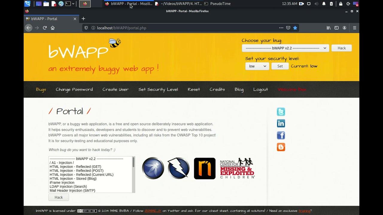 bWAPP HTML Injection Reflected Post Low Level - YouTube