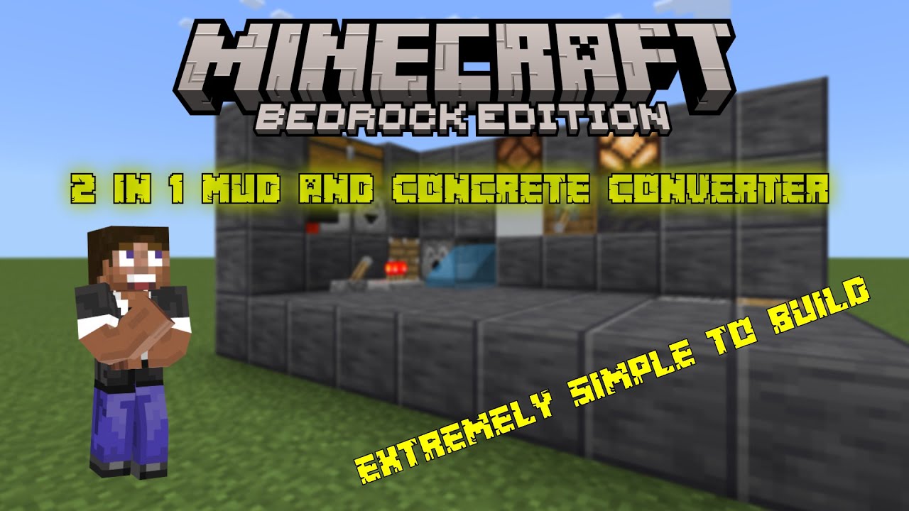 2-in-1 Mud and Concrete Farm - Simple To Build! - Minecraft Bedrock 1. ...