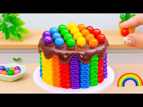 How to Make Rainbow Cake Recipe With Chocolate 🌈 Amazing Rainbow ButterCream Cake🍫 HT Mini Cakes