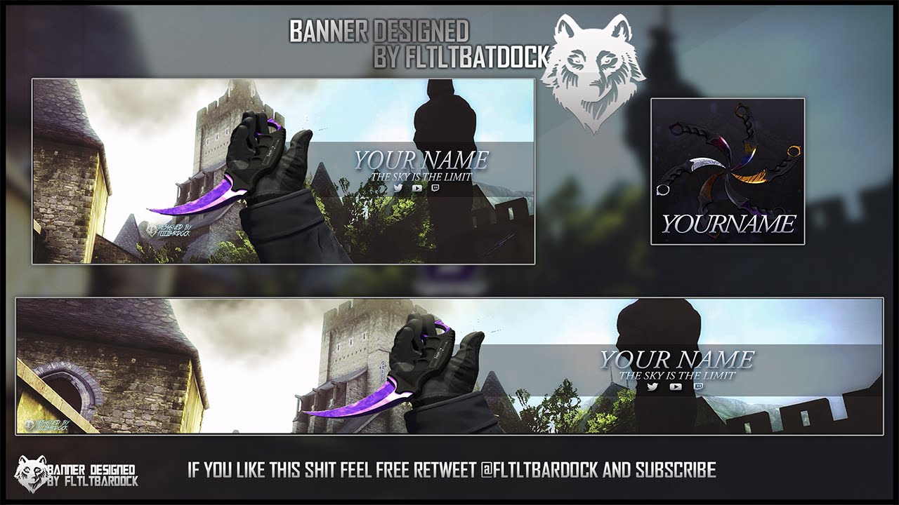 Clean GFX: Counter Strike/CSGO Karambit Youtube Banner & Twitter Header ...