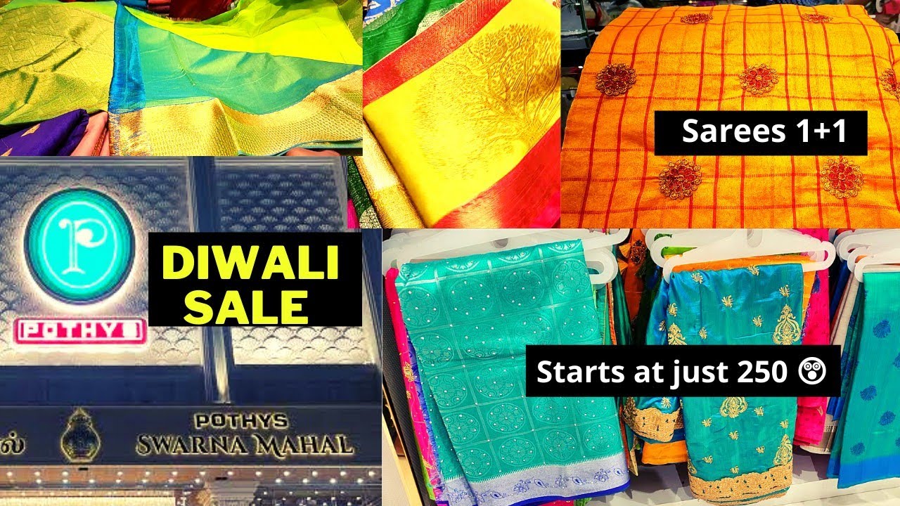 Pothys swarnamahal Diwali 1+1 combo sarees with price | Pothys Diwali ...