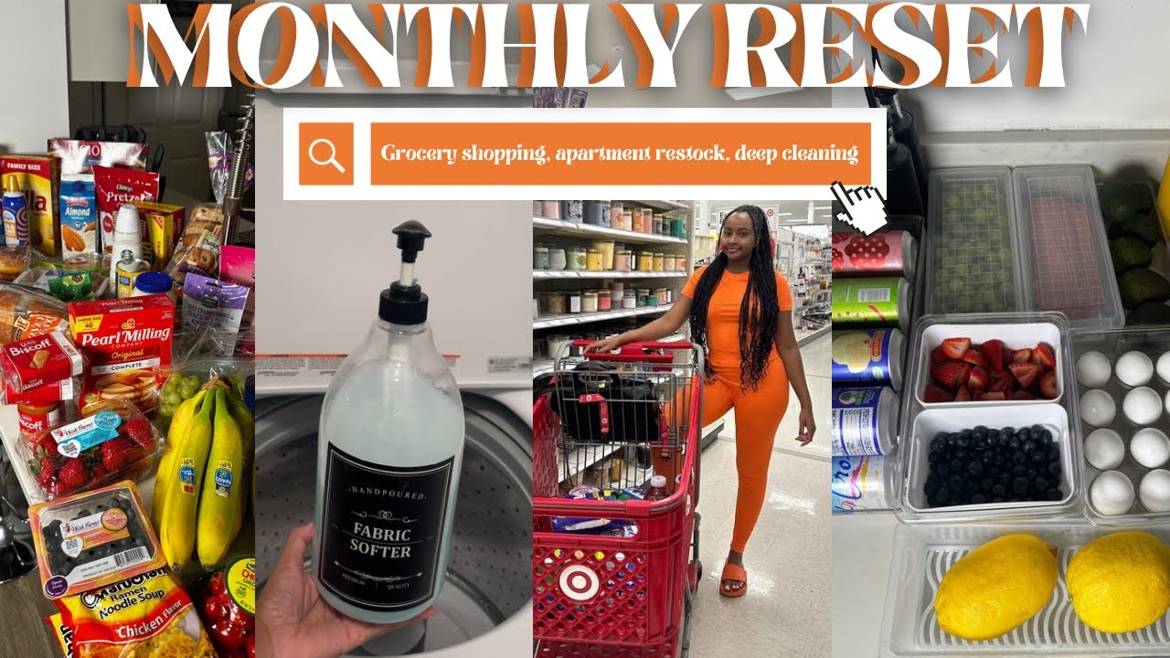 MONTHLY RESET: GROCERY SHOPPING FOR MY APARTMENT + DEEP CLEANING | ASMR ...