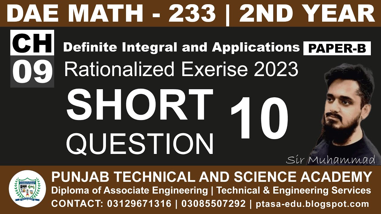 DAE MATH 233 Chapter 9 Short Question 10 | Applied Mathematics - YouTube