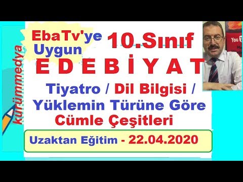 Eba Tv'ye Uygun 10.Sınıf EDEBİYAT | Dil Bilgisi/Yüklemin Türüne Göre Cümle Çeşitleri-22.04.2020