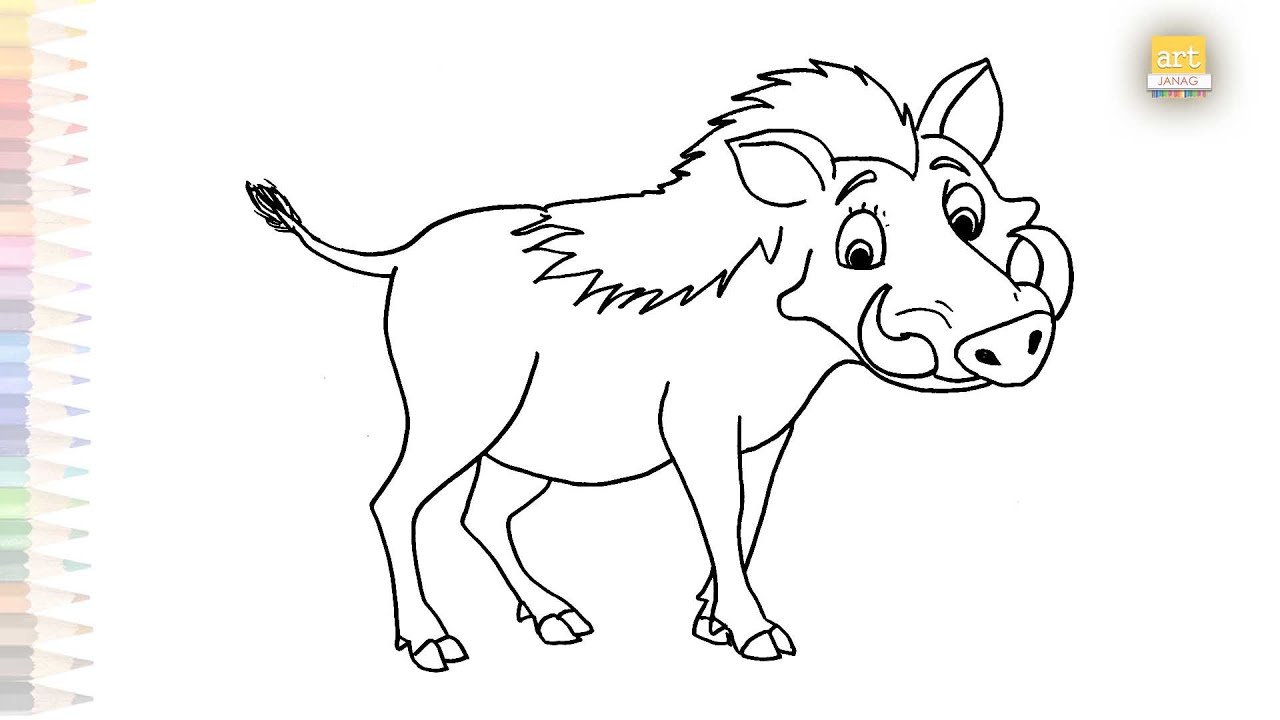 Warthog drawings easy | Wild animal drawing tutorial | How to draw A Warthog step by step # ...