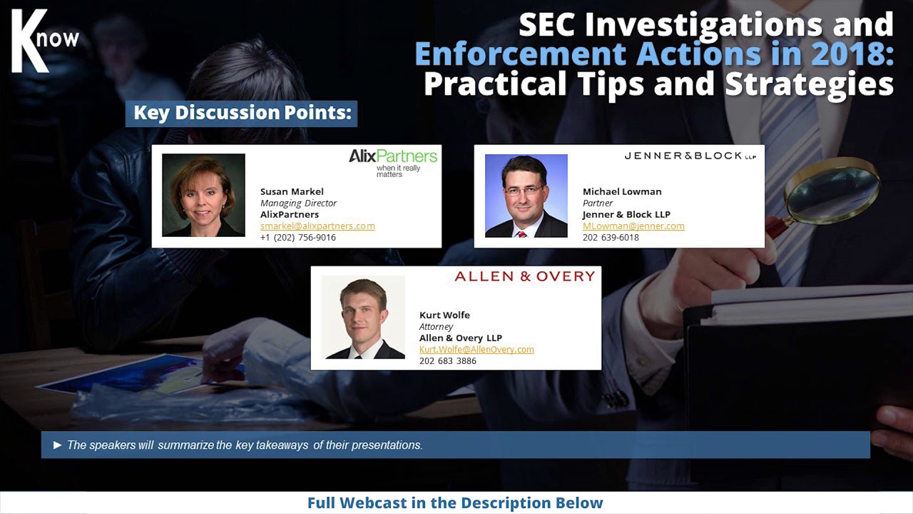 SEC Investigations & Enforcement Actions 2018 CLE: Tips - YouTube